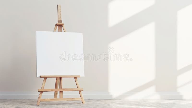 Blank Canvas on Easel Stands Ready in Sunlit Room Casting Soft Shadows ...