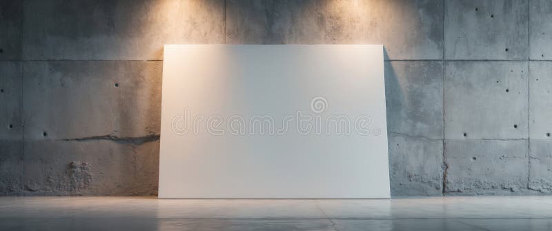 Blank Canvas on Empty Space with Concrete Wall Background and Floor ...