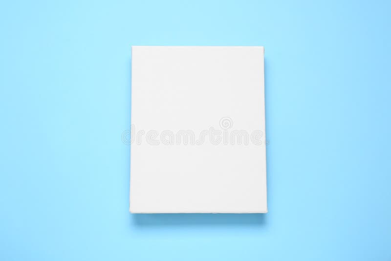 Blank Canvas on Light Blue Background, Top View. Space for Design Stock ...