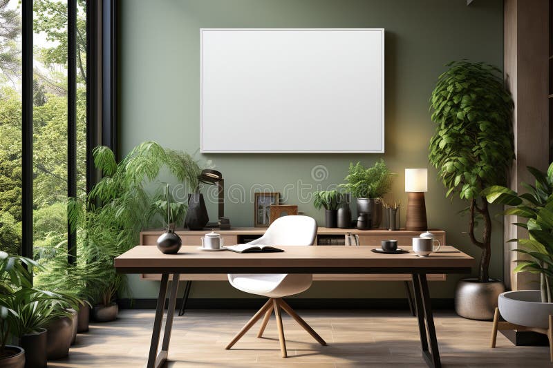 Blank Canvas Mockup Frame on a Modern Corridor at a Modern Office ...