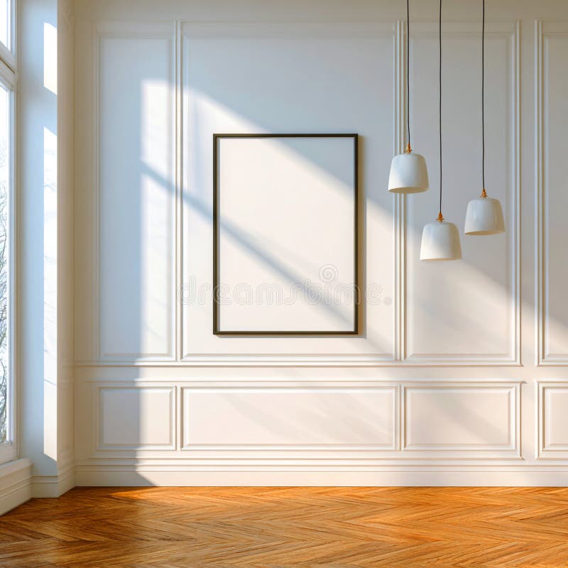 Blank Canvas Mockup Modern Interior Design White Walls Sunlight Empty ...