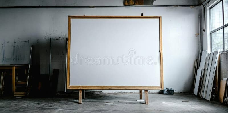 Blank Canvas Stands in Empty Room with Workshop Potential, Creative ...