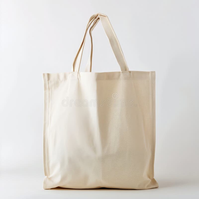 Blank Canvas Tote Bag on White Background Stock Image - Image of ...