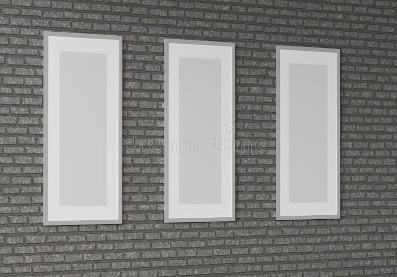 Blank Canvases Aligned Horizontally on Stone Wall Stock Illustration ...