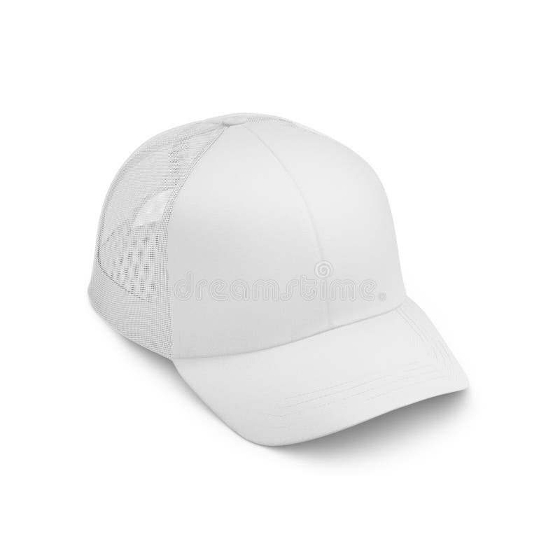 Blank Cap White Mockup Half Side View, on a White Background Stock ...