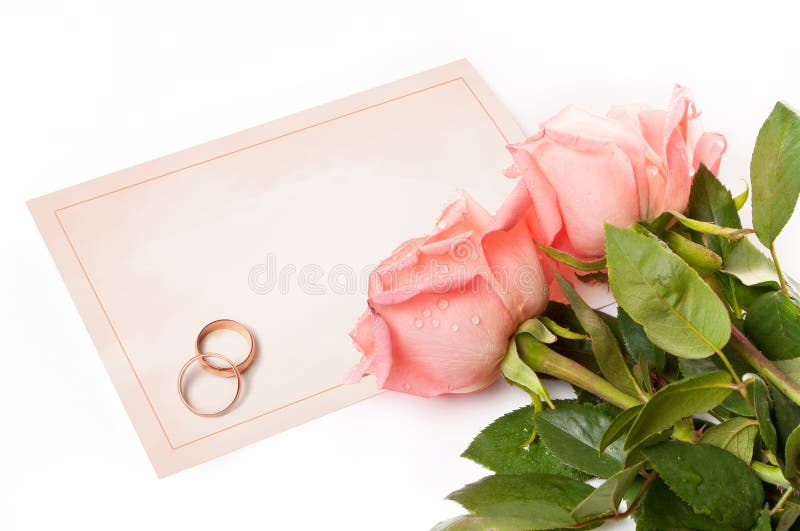 Blank Card for Congratulations with Roses and Ring Stock Image - Image ...