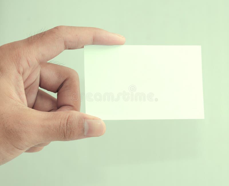 Hand Holding Blank White Vertical Postcard Flyer Mockup. Stock Image ...
