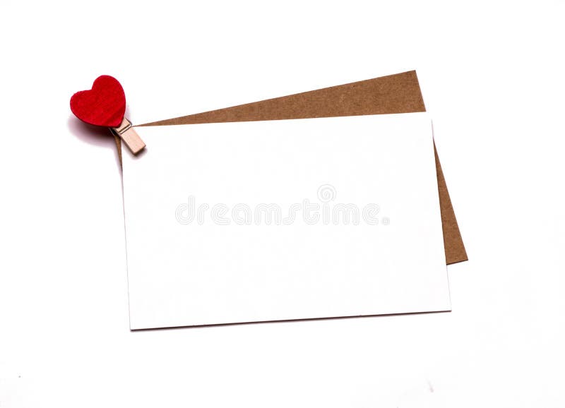 Blank Card and Heart Shape Wooden Clip Stock Image - Image of paper ...