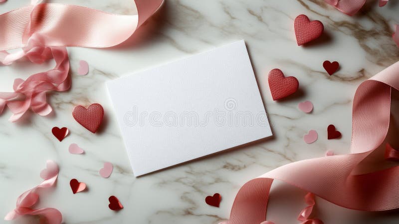 Blank Card with Hearts and Ribbons for Valentines Day Stock ...
