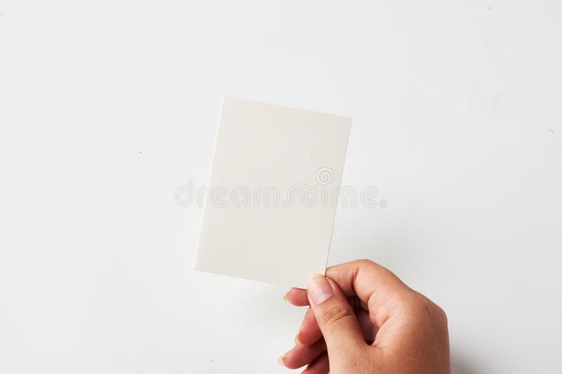 Blank Card Held in Hand Against a White Background Ready for ...
