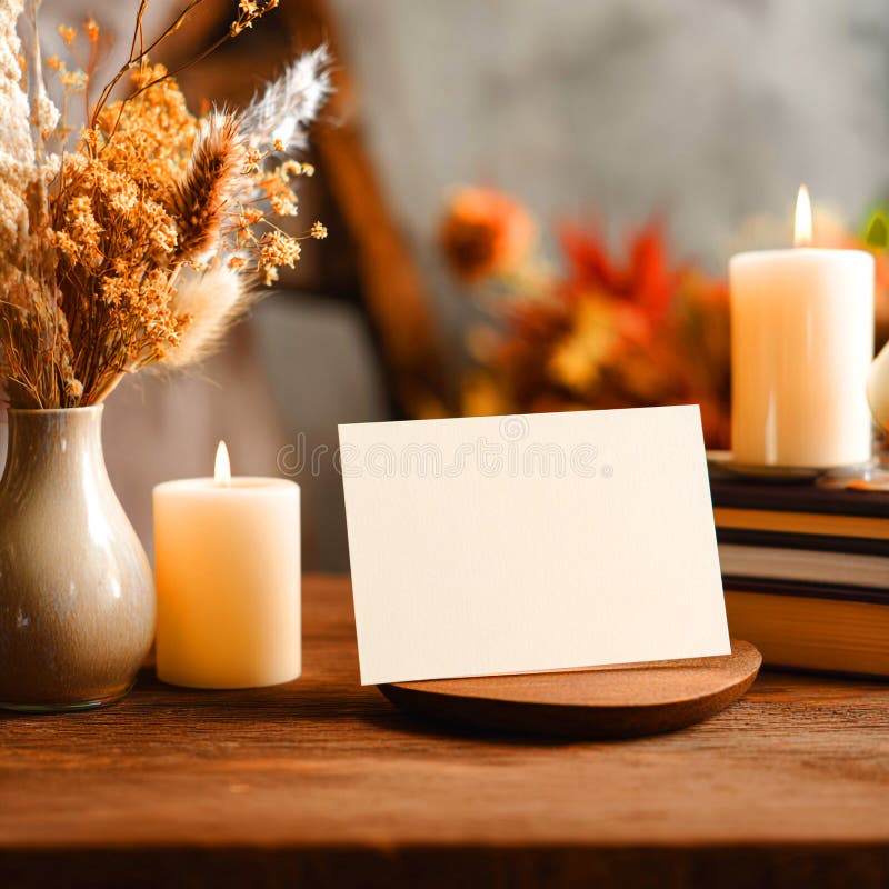 Blank Card Mockup Autumnal Thanksgiving Invitation Design Stock ...