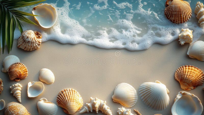 Blank Card Mockup Beach Sand Seashells Palm Summer Stock Image - Image ...