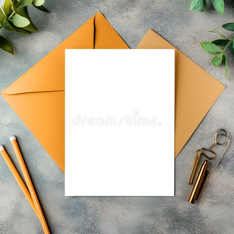 Blank Card Mockup Elegant Stationery Design Stock Illustration ...