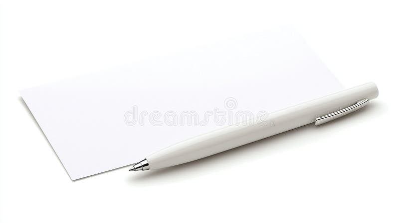 Blank Card and Pen on White Background for Writing Notes Stock ...