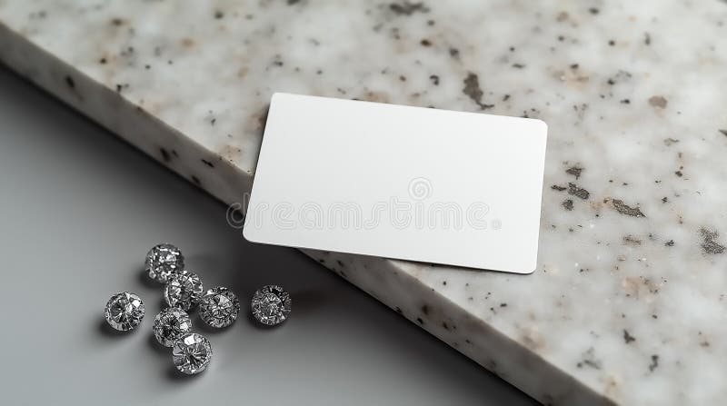Blank Card and Shiny Stones Arranged on a Marble Surface for a Stylish ...