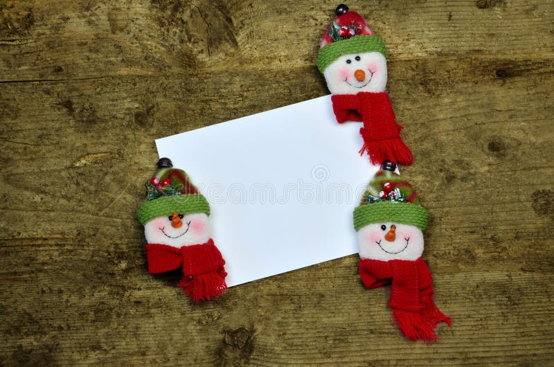 Blank Card with Snowman Faces Stock Photo - Image of white, fluffy ...