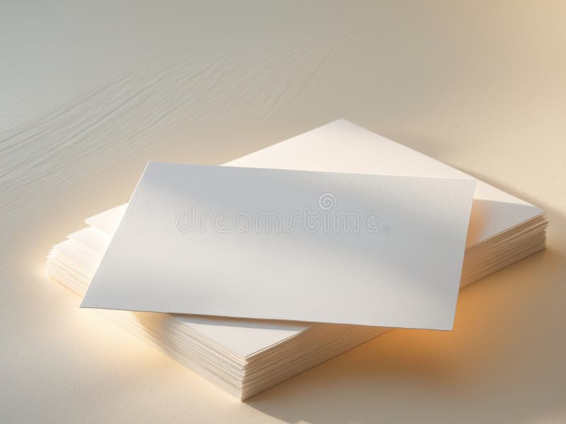 Blank Card on Stack of Cream Colored Paper. Stock Illustration ...