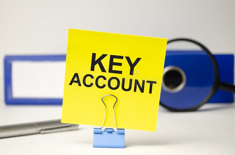 Blank Card with Text KEY ACCOUNT on Burlap Canvas. Business Concept ...