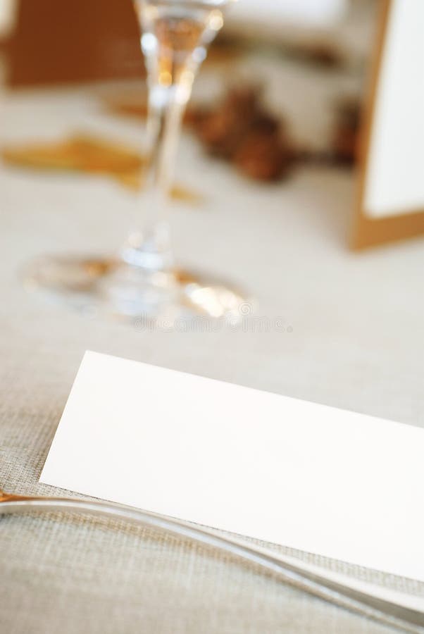 Blank Card On Wedding Table Stock Photo - Image of blur, item: 3574696