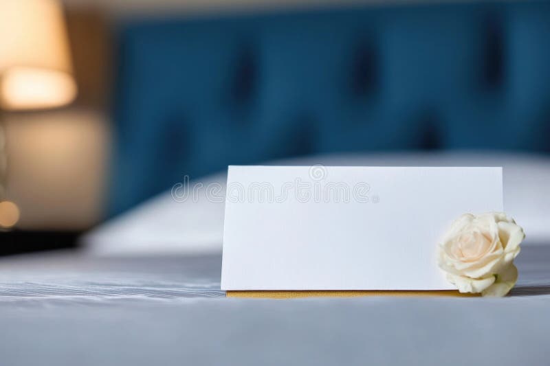Blank Card White Rose Bed Elegant Hotel Room Setting Stock Photos ...