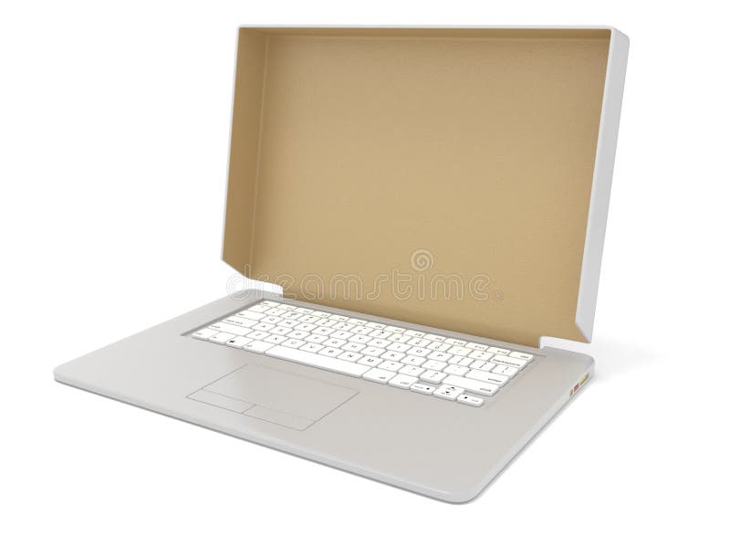 Blank Cardboard Box Cover on Laptop. Side View Stock Illustration ...