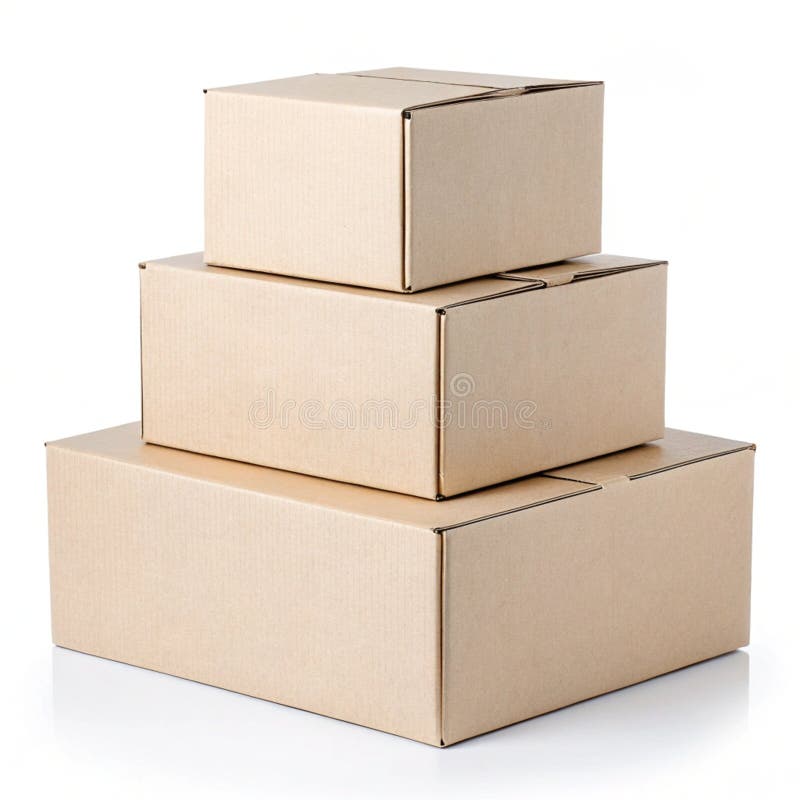 Blank Cardboard Box Stacked Four Small Isolated on White Background ...