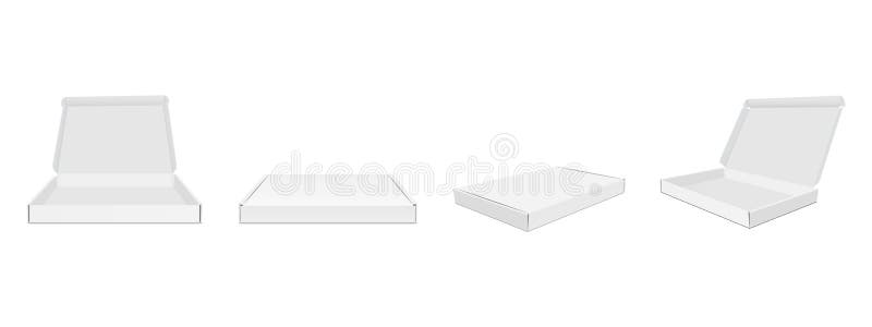 Blank Cardboard Boxes with Opened and Closed Lid Stock Illustration ...