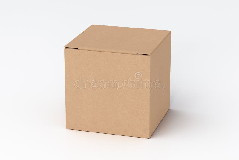 Blank Cardboard Cube Gift Box with Closed Hinged Flap Lid on White ...