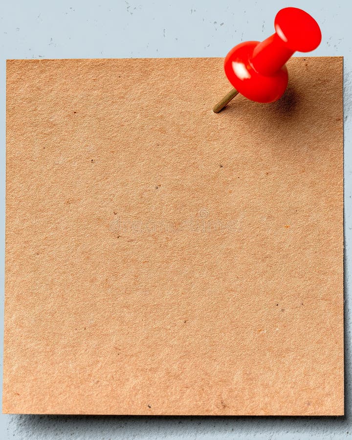 Blank Cardboard Note with Red Push Pin on a Textured Gray Background ...