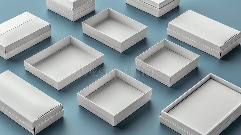 Blank Cardboard Packages Mockup with Front and Back Views. Modern ...