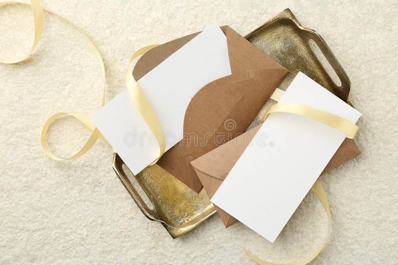 Blank Cards Near Silk Ribbons and Dried Hare`s Tail Grass Top View on ...