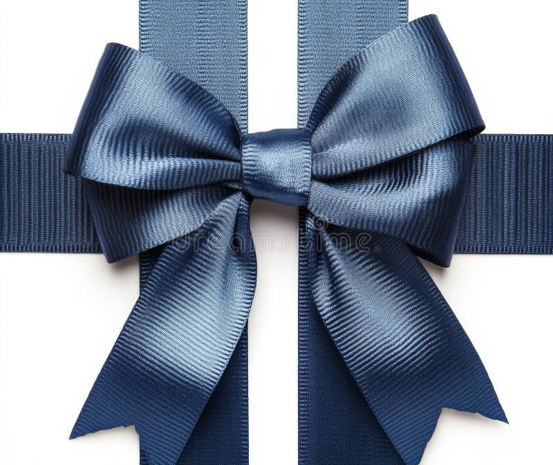 Blank Cards Isolated on White with a Blue Ribbon, Viewed from the Top ...