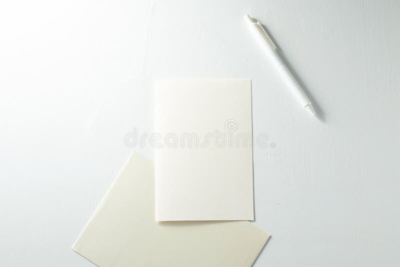 Blank Cards and a Pen on a White Surface for Creative Writing or Note ...