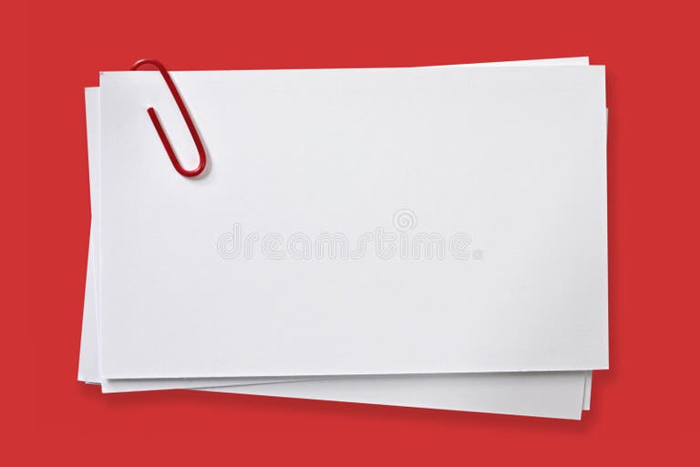 Blank Cards with Red Paper Clip Stock Photo - Image of stack, note: 4734780