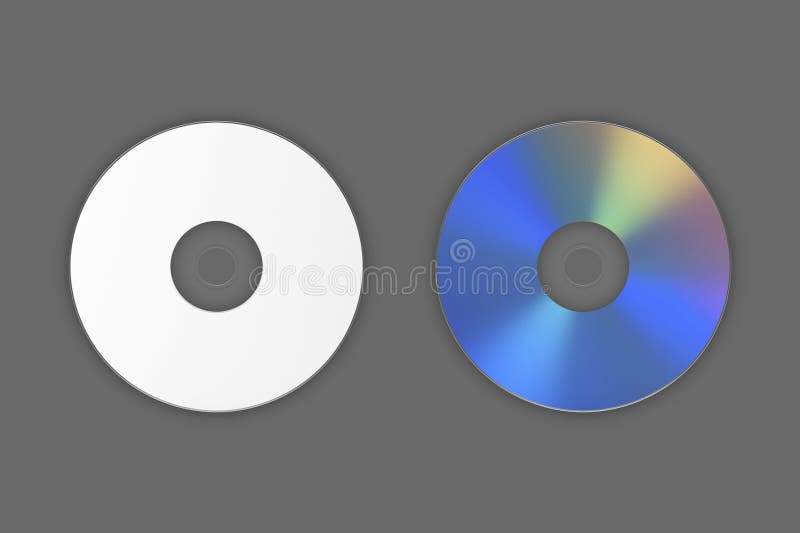 Blank CD or DVD Disk Mockup Isolated on Dark Background. Front and Back ...
