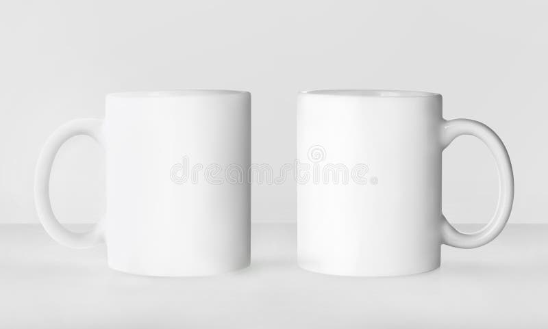 Blank Ceramic Mugs on White Background. Mockup for Design Stock Photo ...
