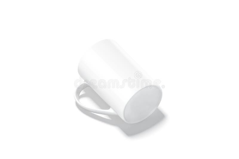 Blank Ceramic Narrow 11oz Mug with Handle Mockup Lying Bottom Stock ...