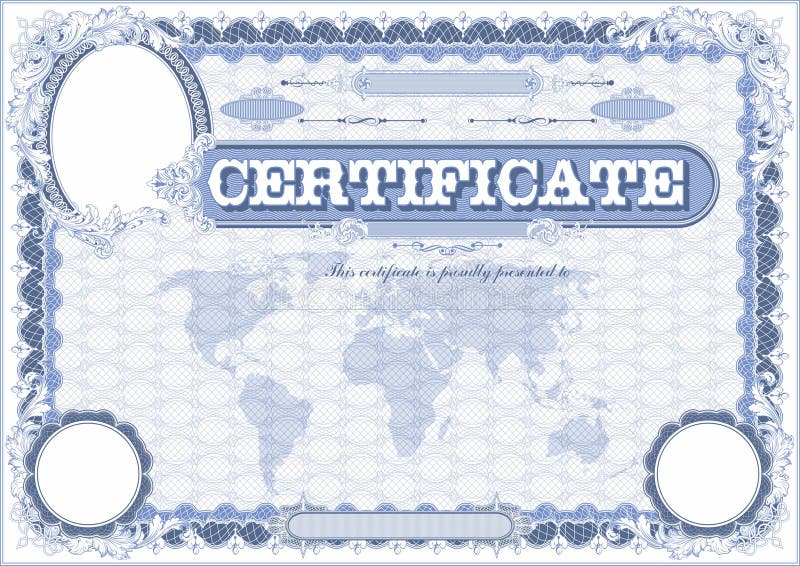 Blank Certificate Blank. A4 Format. Blue Stock Illustration ...
