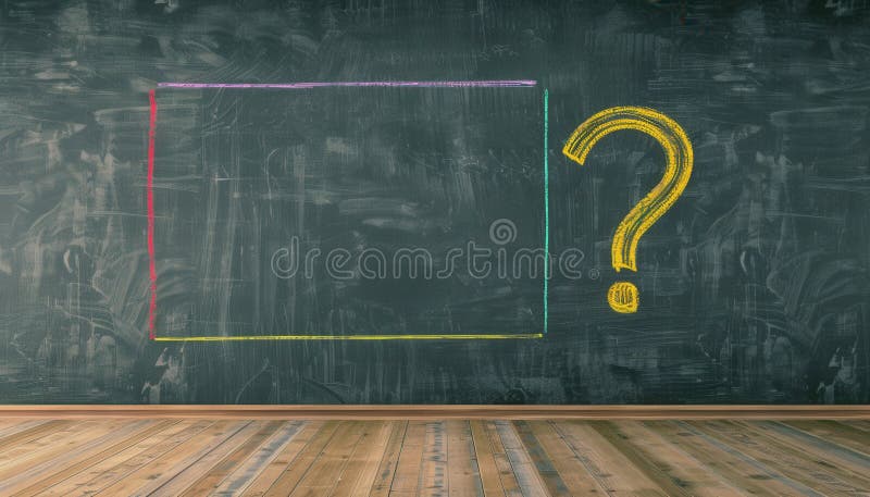 Blank Chalkboard with Colorful Frame and Question Mark in an Empty ...