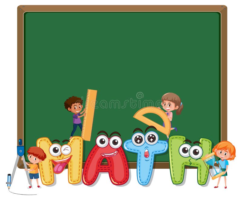 Blank Chalkboard with Math Logo and Children Stock Vector ...