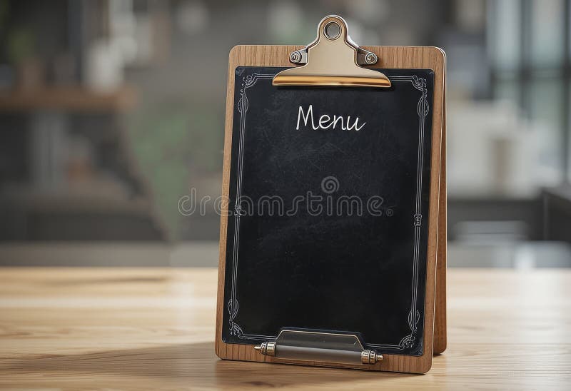 Blank Chalkboard Style Menu in Clipboard Holder. Stock Photo - Image of ...