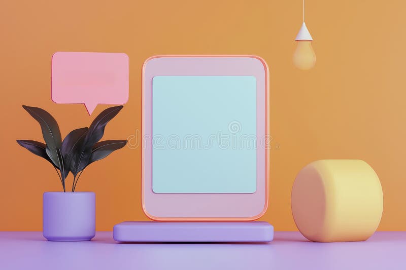 Blank Chat Bubble Comment Symbol on Device UI Mockup. Minimalist Tech ...