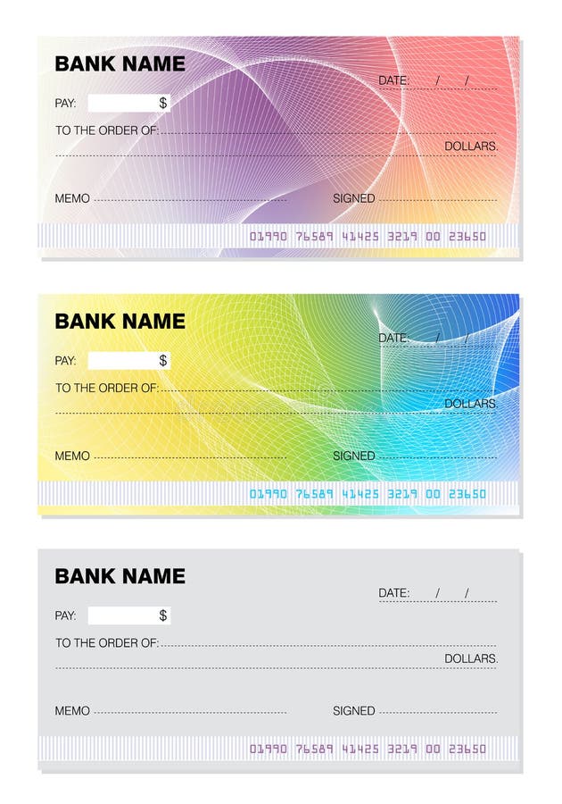 Blank Generic Bank Checks stock vector. Illustration of personal - 15084276