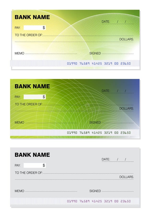 Blank Generic Bank Checks stock vector. Illustration of personal - 15084276