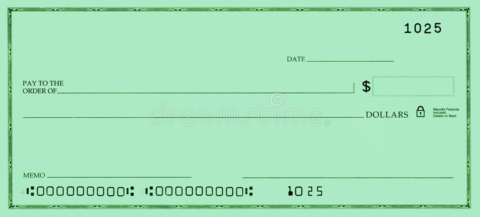 Large Blank Check - Green Security Background Stock Vector ...