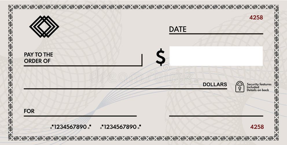 Blank Check with Free Space for Writing Stock Vector - Illustration of ...