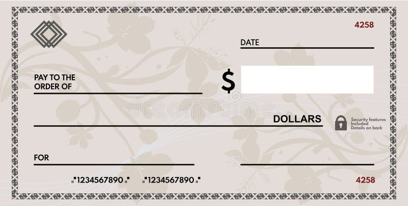 Blank Check with Free Space for Writing Stock Vector - Illustration of ...