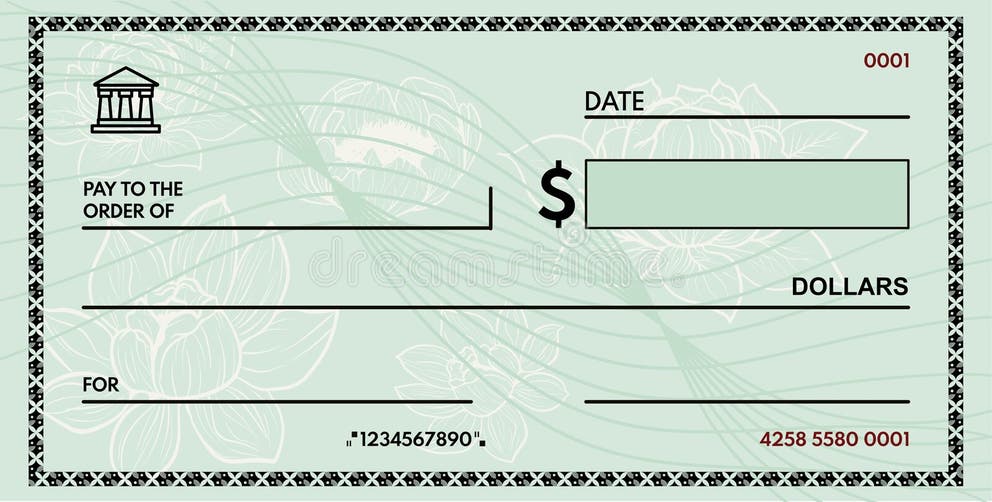 Blank Check with Free Space for Writing Stock Vector - Illustration of ...