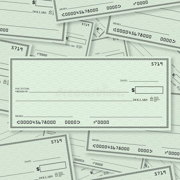 Blank Check Pile Background Open Space for Text Stock Illustration ...