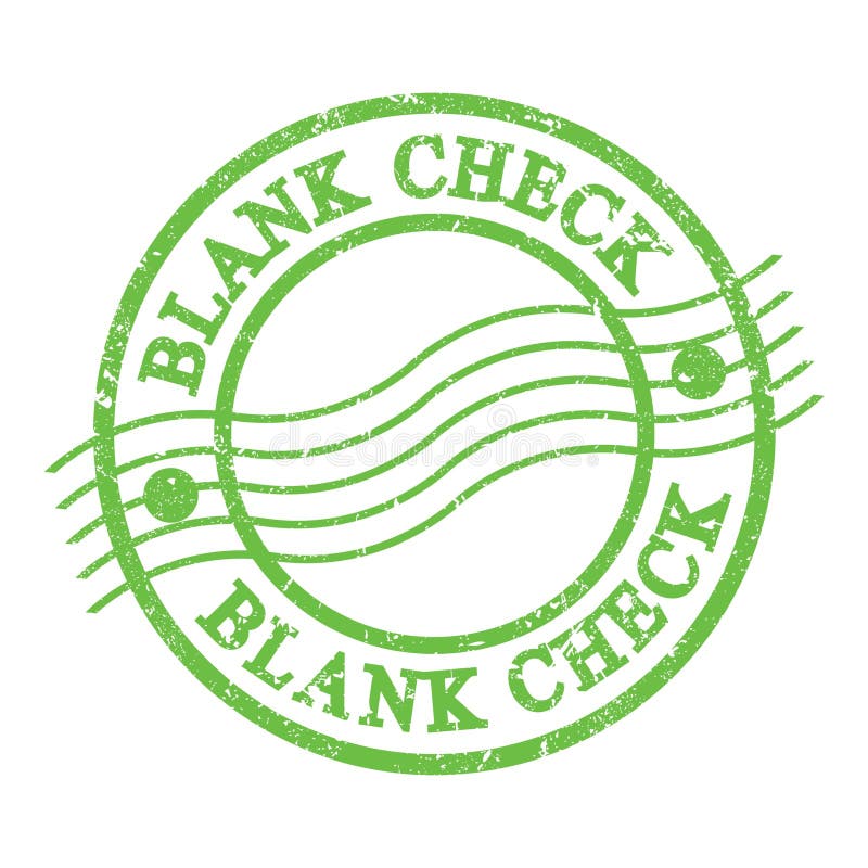 BLANK CHECK, Text Written on Green Postal Stamp Stock Illustration ...